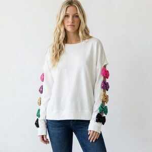 Fantastic Fawn | Sweaters | Fantasticfawn Sequin Bow Sleeve Sweatshirt ...
